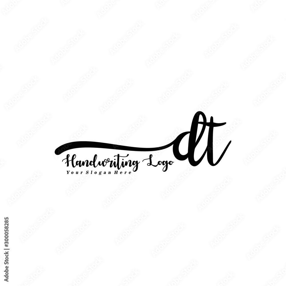 DT Letter Handwriting Vector. Black Handwriting Logo Stock Vector ...