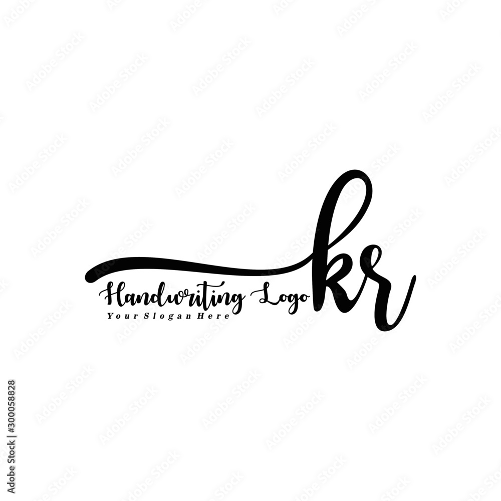 KR Letter Handwriting Vector. Black Handwriting Logo Stock Vector ...