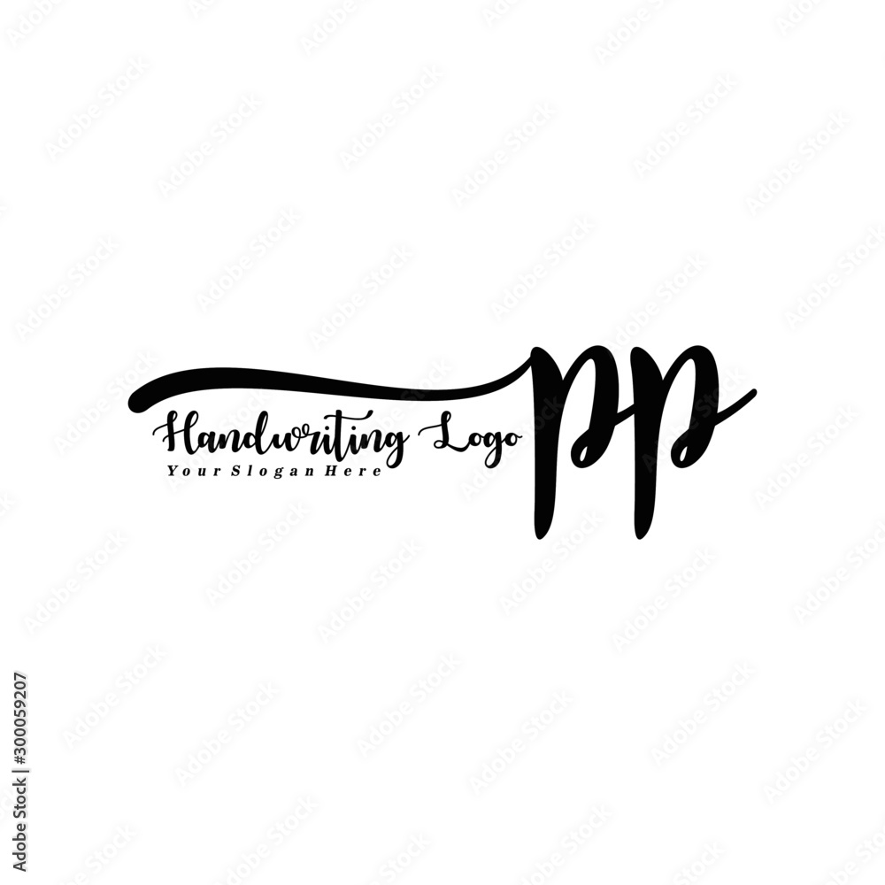PP Letter Handwriting Vector. Black Handwriting Logo Stock Vector ...