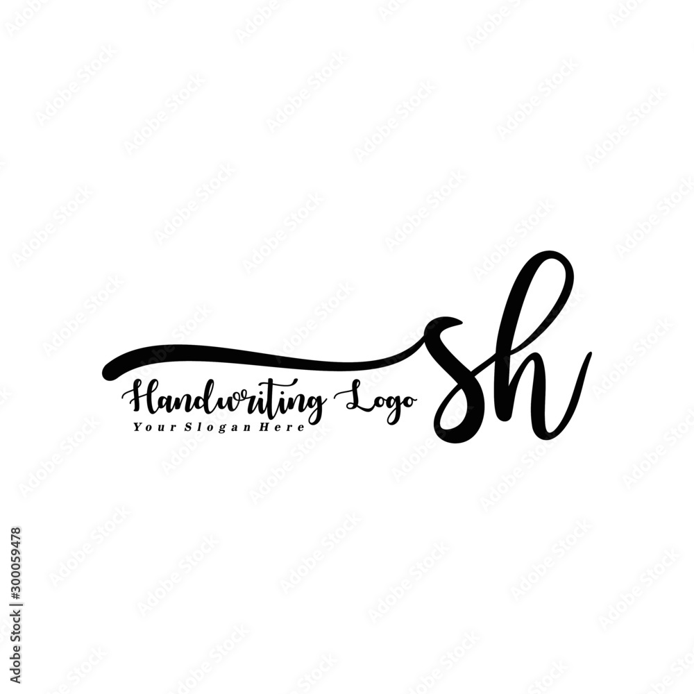 SH Letter Handwriting Vector. Black Handwriting Logo Stock Vector ...