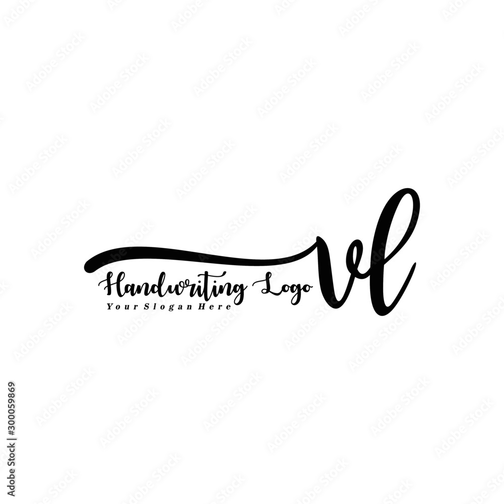 VL Letter Handwriting Vector. Black Handwriting Logo Stock Vector ...