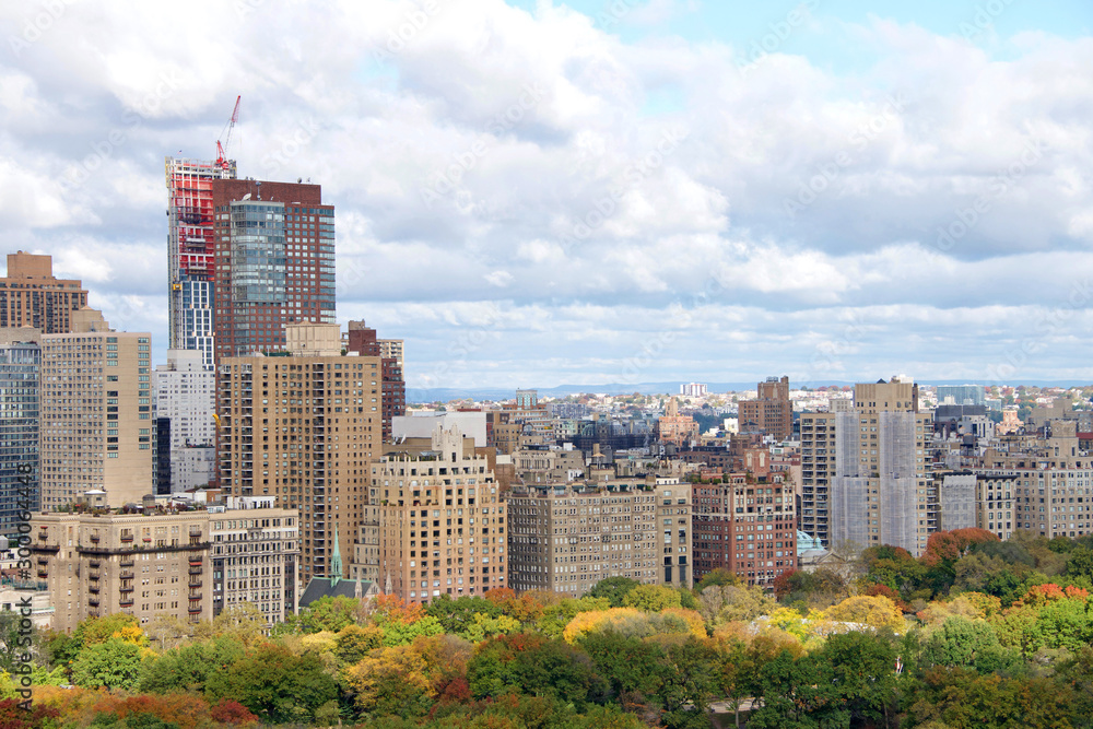 Skyline East side buildings around Central Park in New York City ...