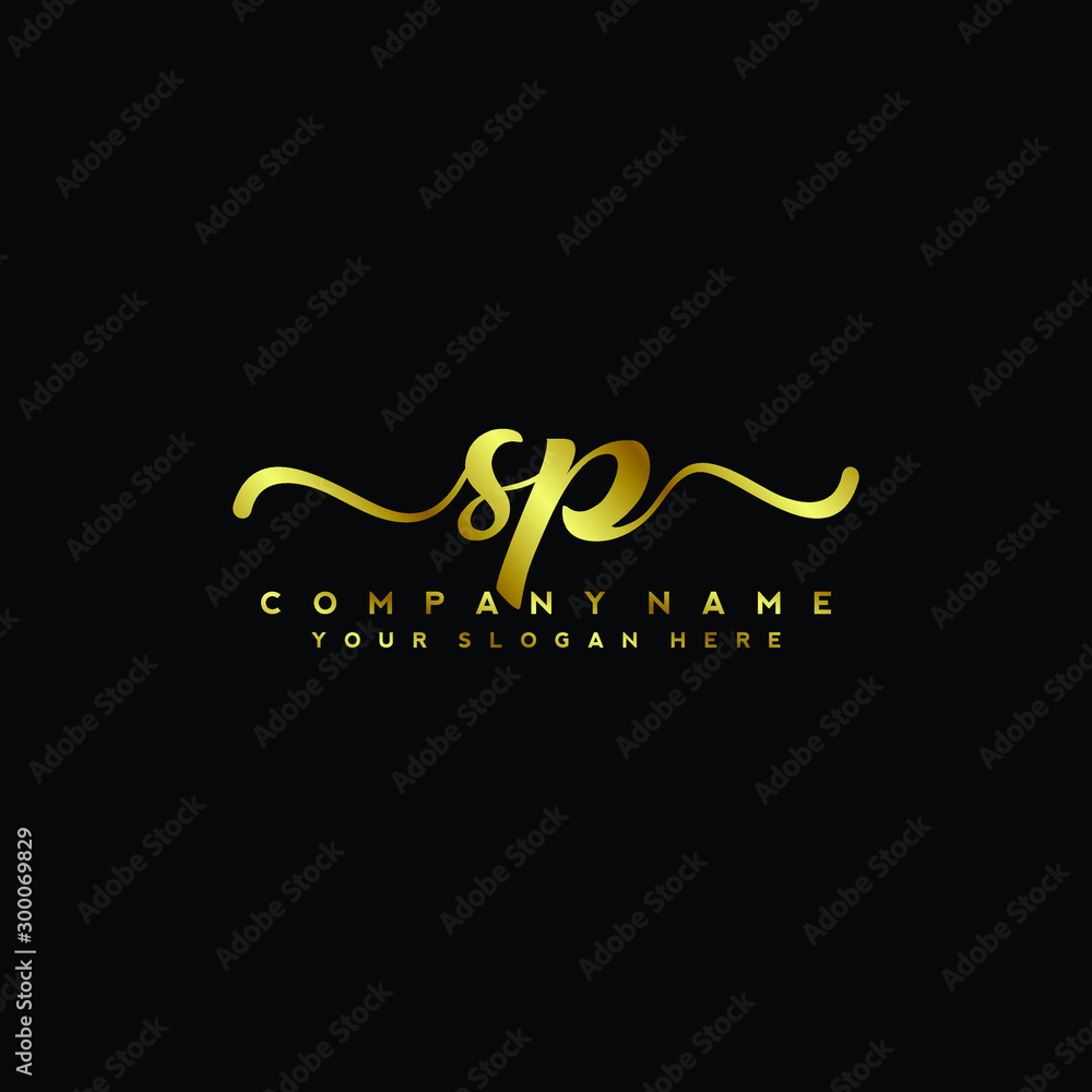 SP Letter Handwriting Vector. gold Handwriting Logo Stock Vector ...