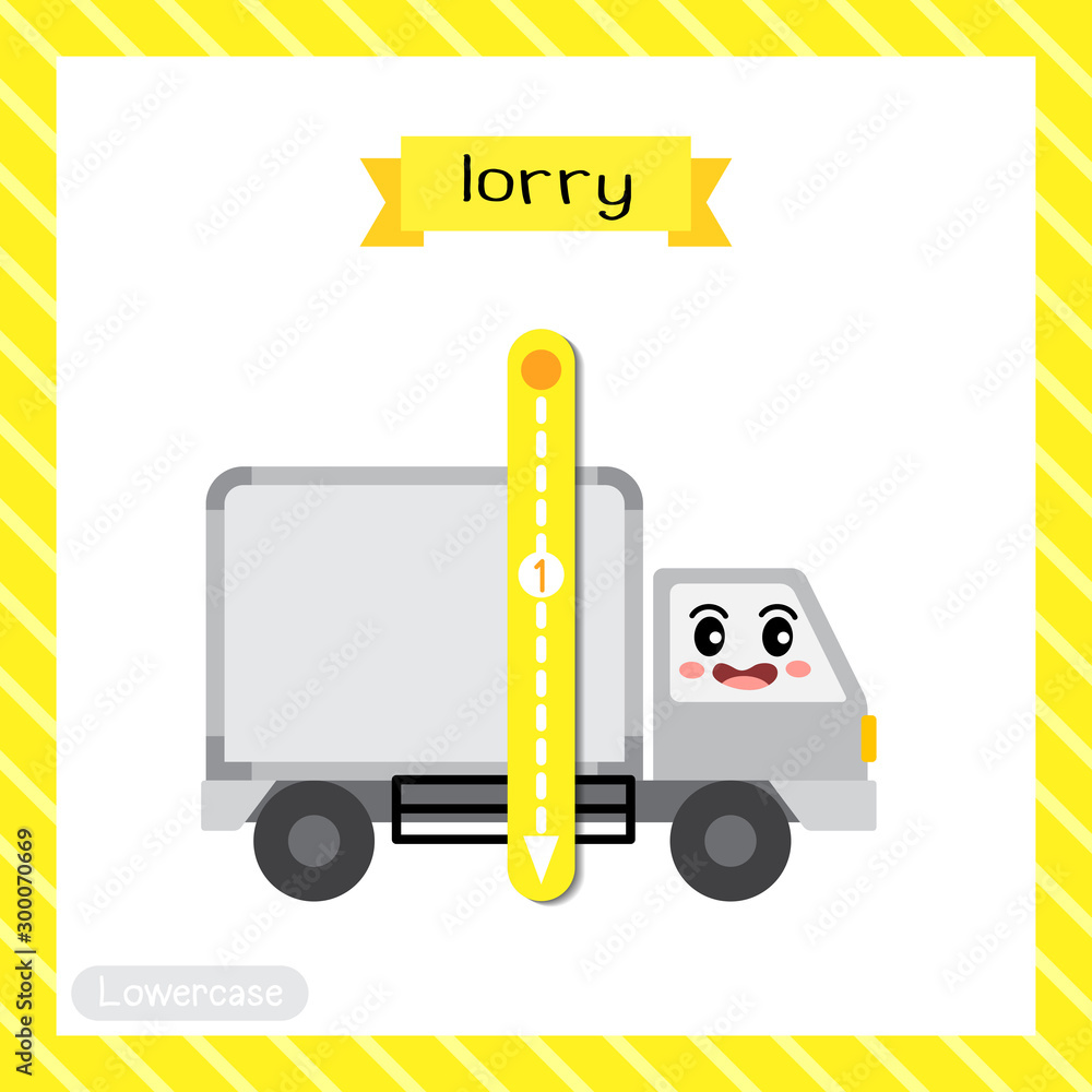 Letter L lowercase tracing. Lorry Stock Vector | Adobe Stock