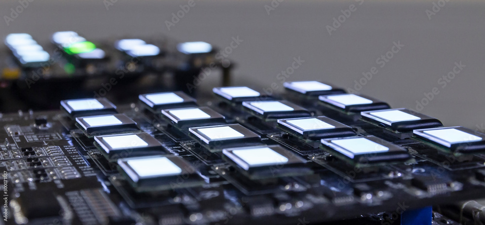 The process of checking several oled displays of white color on the ...