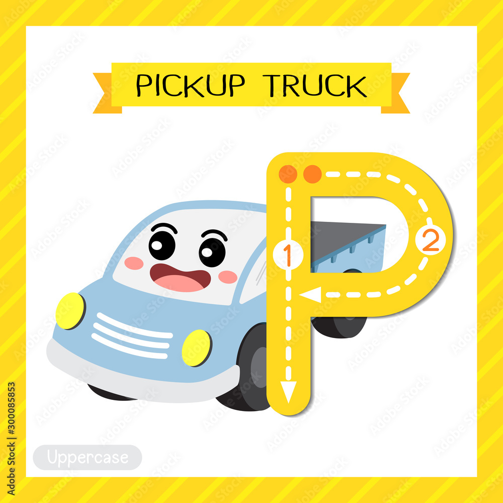 Letter P uppercase tracing. Pickup Truck Stock Vector | Adobe Stock
