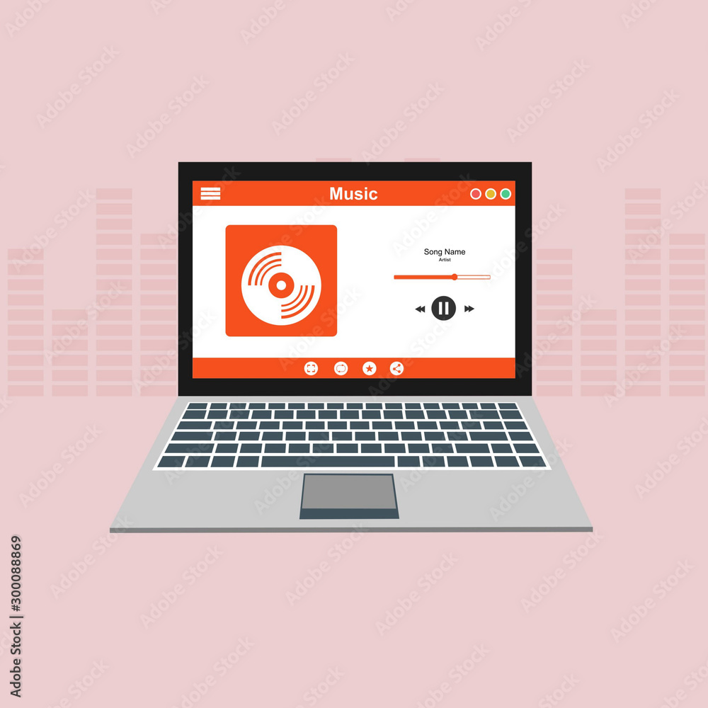 Mobile music player app design layout. songs albums listening screen ...
