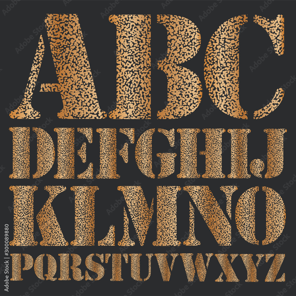 Grunge point gold type font, typography vector set Stock Vector | Adobe ...