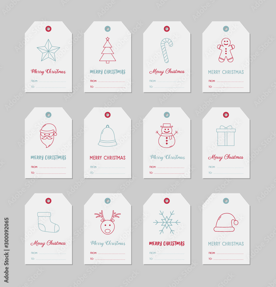 Simple Christmas gift tags with decorations and wishes. Vector Stock ...