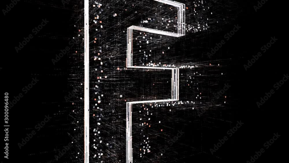 Vidéo Stock 4k F letter alphabet word tag cloud;computer code particle.The Matrix binary text ...