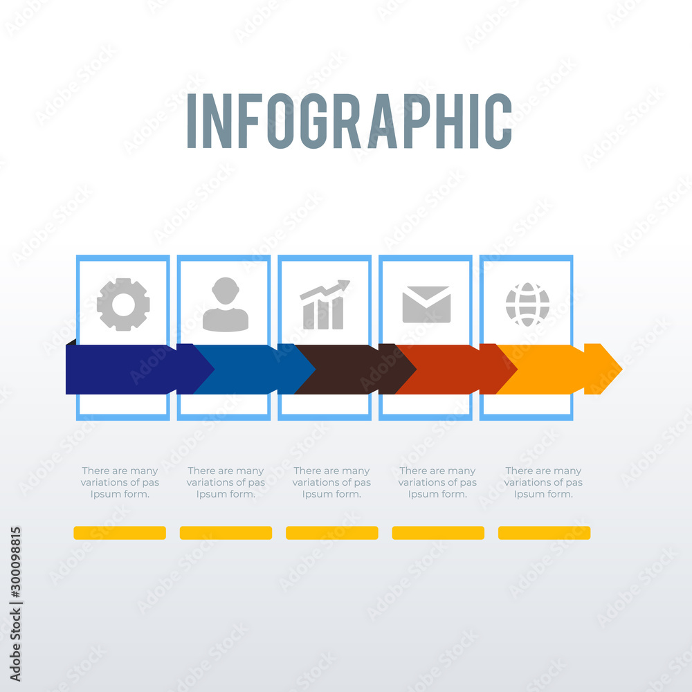 Arrow process infographic template design with icons. Business concept ...