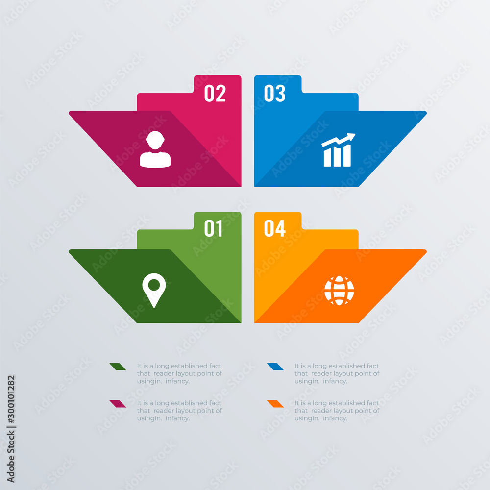 Folder infographic template design. Business concept infograph with 4 ...