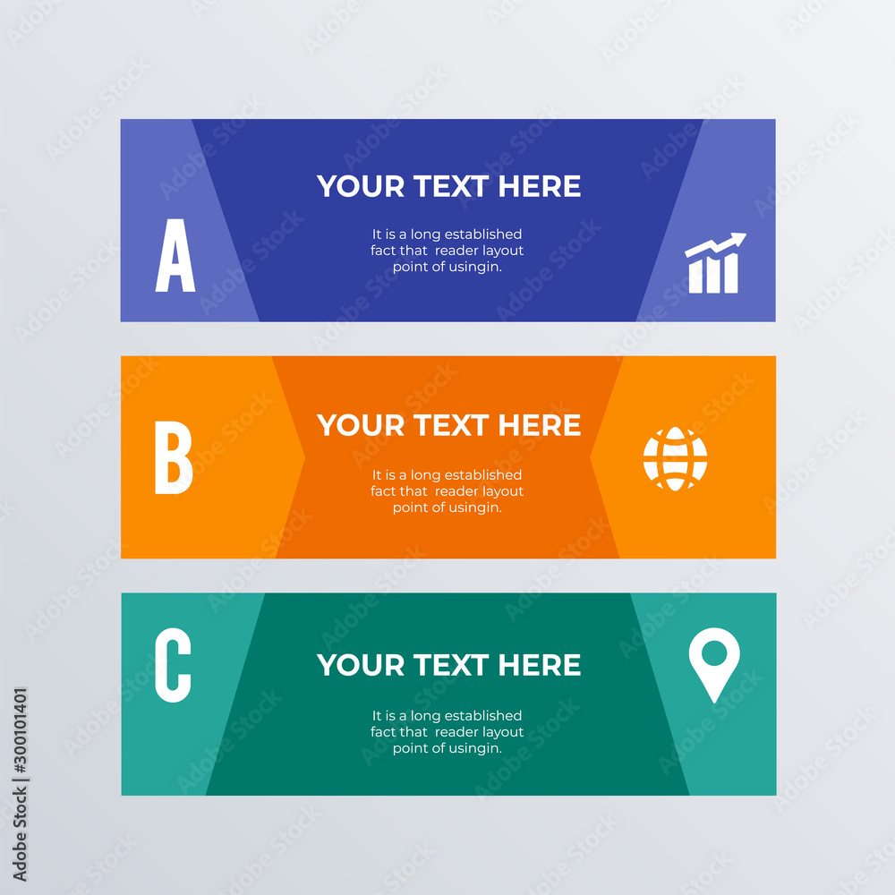 List infographic template design. Business concept infograph with 3 ...