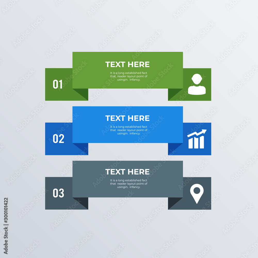 3D ribbons infographic template design. Business concept infograph with ...