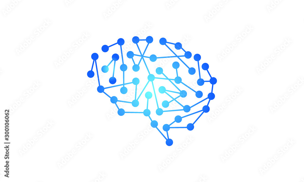 Connected Dot Line Brain Logo Template, Think idea concept. brain Logotype icon Logo.Brain ...
