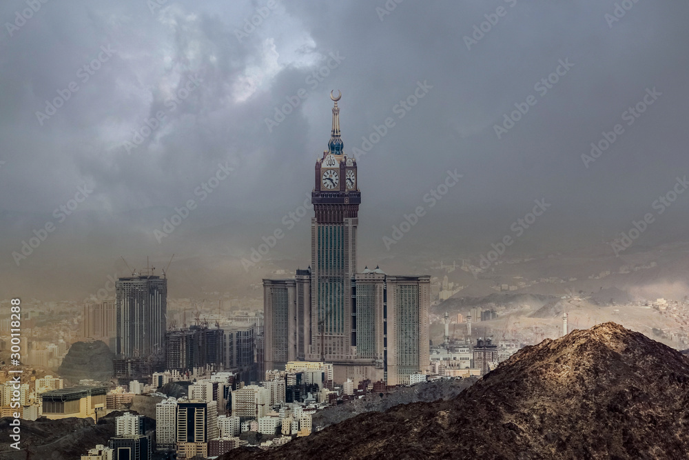 Abraj Al Bait (Royal Clock Tower Makkah) in Mecca, Saudi Arabia. Stock ...