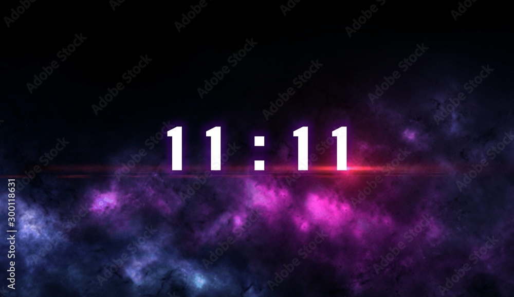 inscription number 11: 11 on the galaxy background. Numbers are the ...