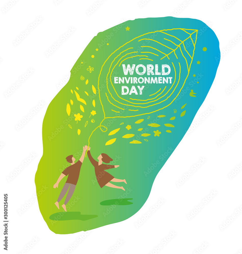 Save planet symbol. Man woman flying. World Environment Day concept ...