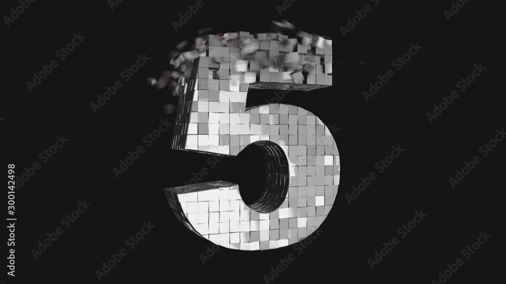 Number 5 - Build and destroy number five from metallic cubes, 3D number ...
