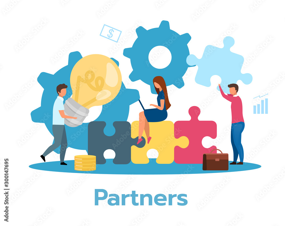 Partners flat vector illustration. Partnership concept. Cooperation ...