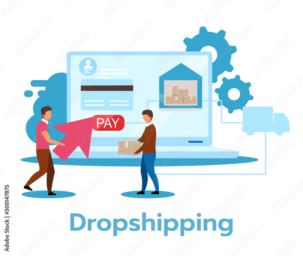 Dropshipping flat vector illustration. Retail fulfillment method. Sale ...