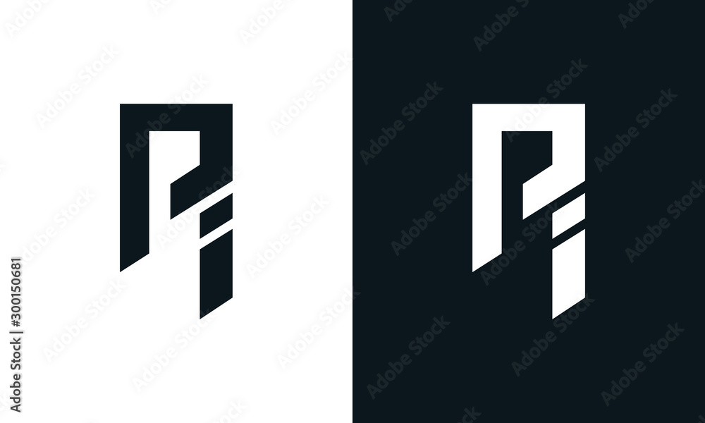 Minimalist abstract letter PI logo. This logo icon incorporate with two ...