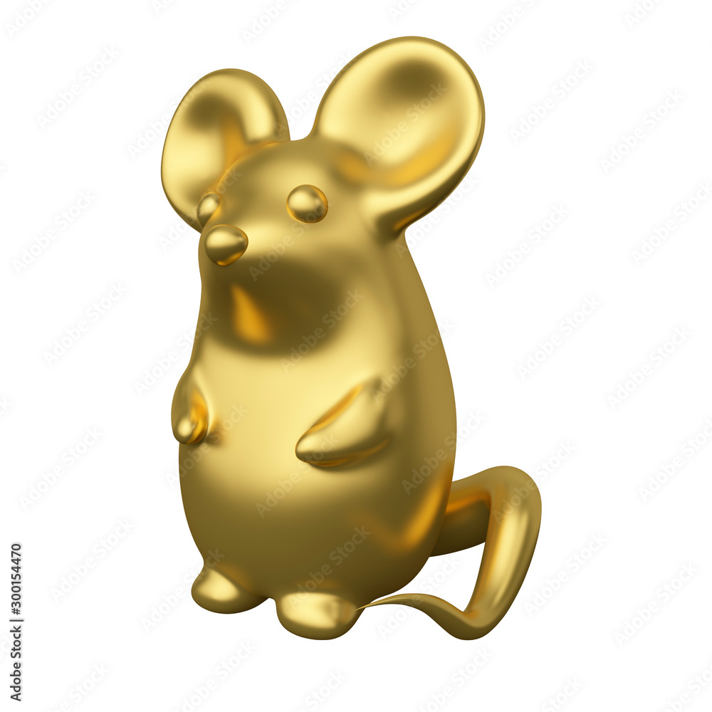 Golden rat isolated on white background. Cute cartoon character. 3d ...