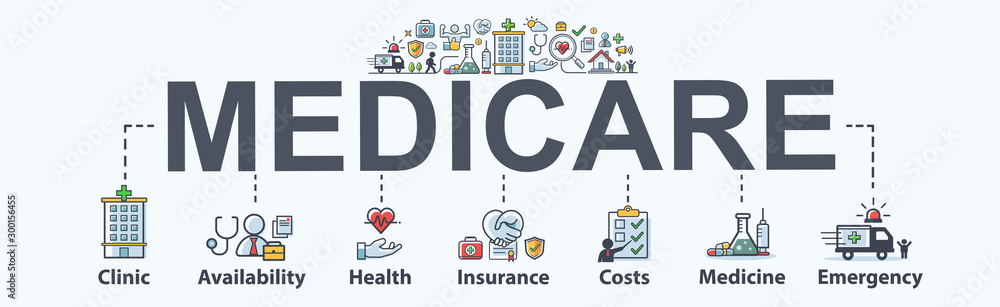 Medicare banner web icon for Health care and insurance, availability ...