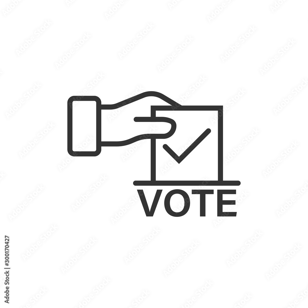 Vote icon in flat style. Ballot box vector illustration on white ...