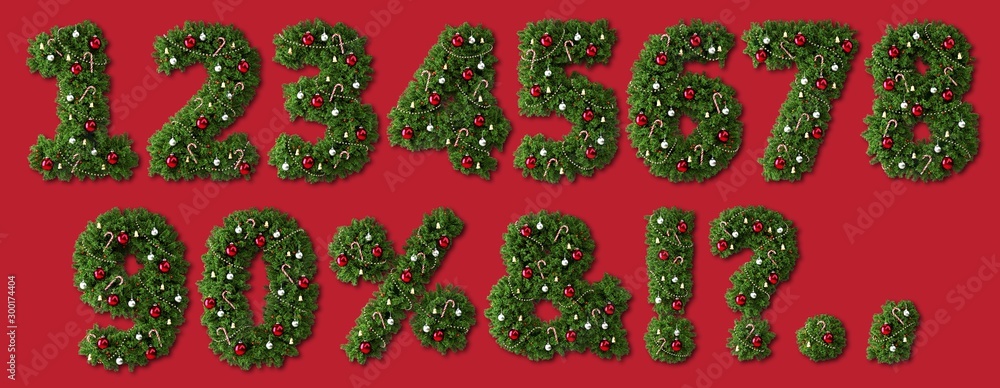 Pack Christmas numbers with red background. Stock Illustration | Adobe ...