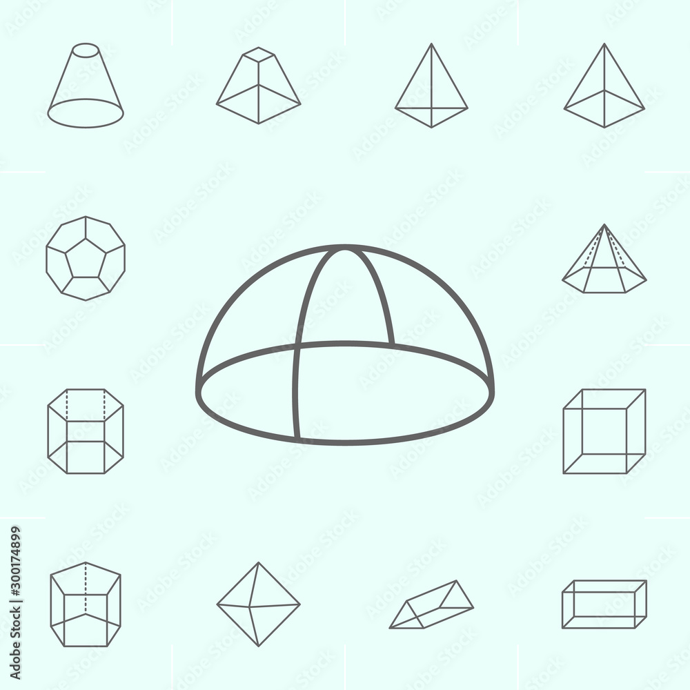 geometric figures, hemisphere outline icon. Elements of geometric ...