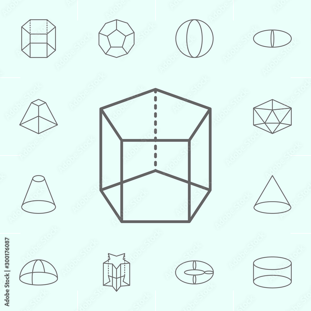 geometric figures, pentagonal prism outline icon. Elements of geometric ...