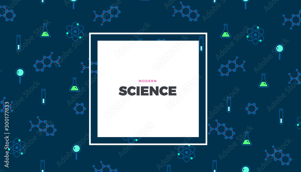 Science commercial banner. Retro style vector scientific background ...