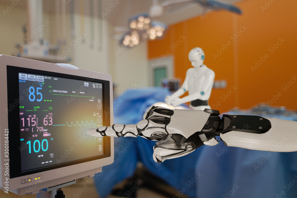 smart medical technology concept,advanced robotic surgery machine at ...