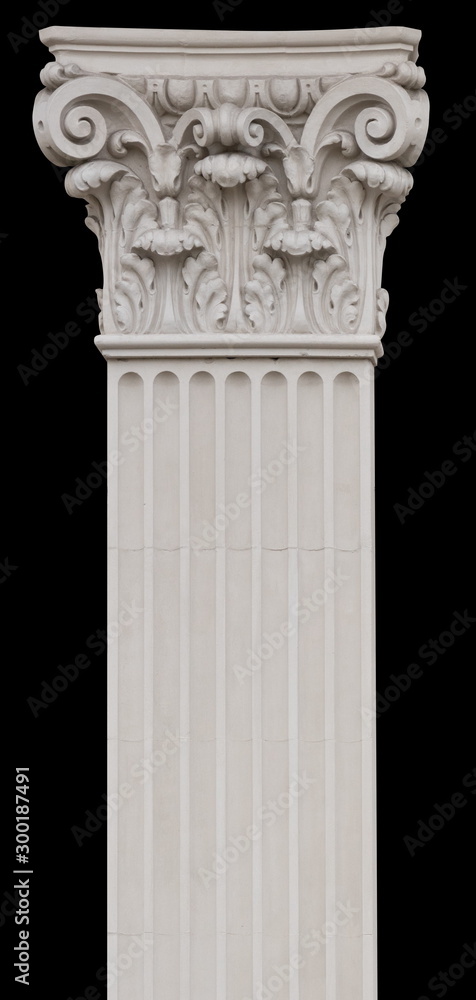 Elements of architectural decorations of buildings, columns and tops ...