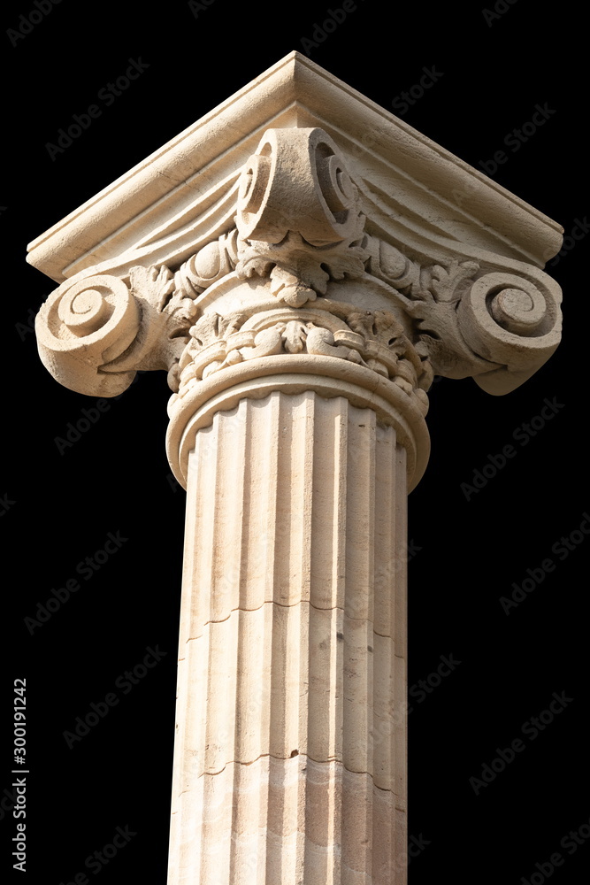 Elements of architectural decorations of buildings, columns and tops ...