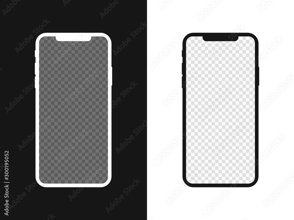 Smartphone blank screen, phone mockup Isolated on white and black ...