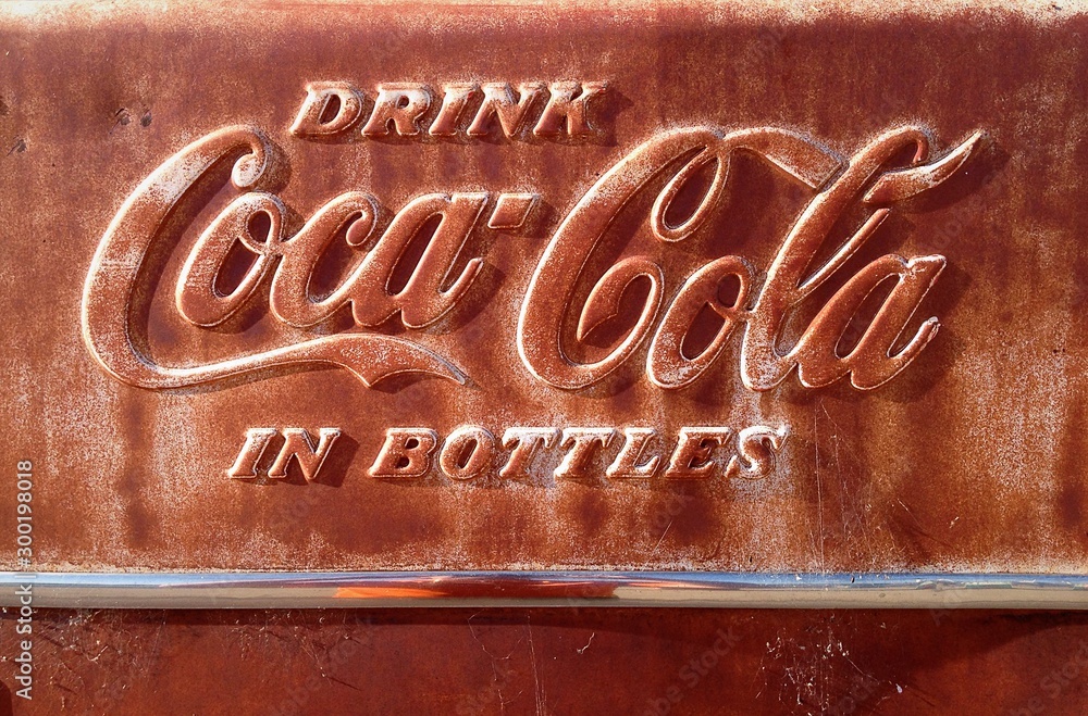 New Mexico, Usa - July 21, 2017: Sign of Coca-Cola painted in a rusty ...