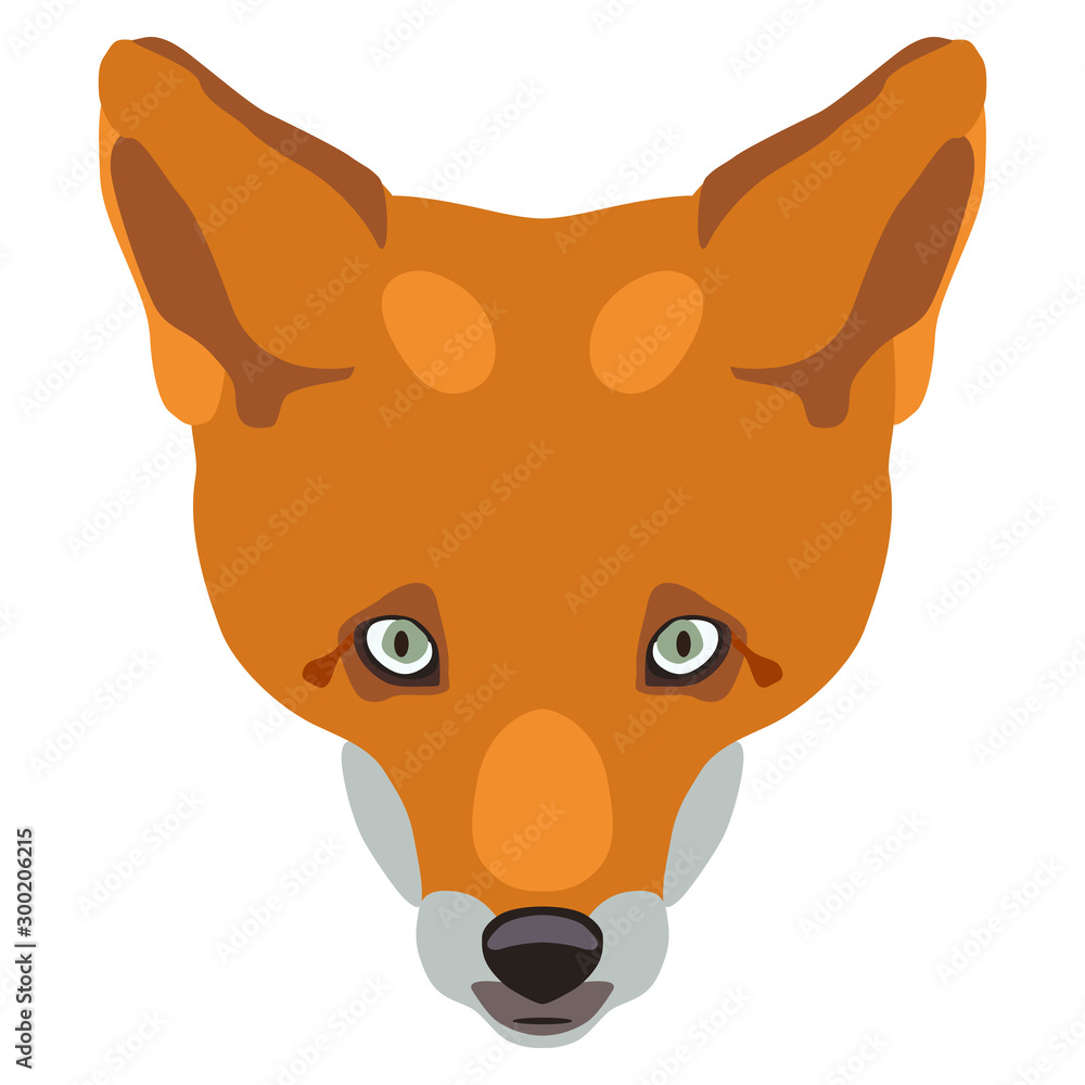 Stylized funny face of a red fox. Flat cartoon style. Animal mask ...