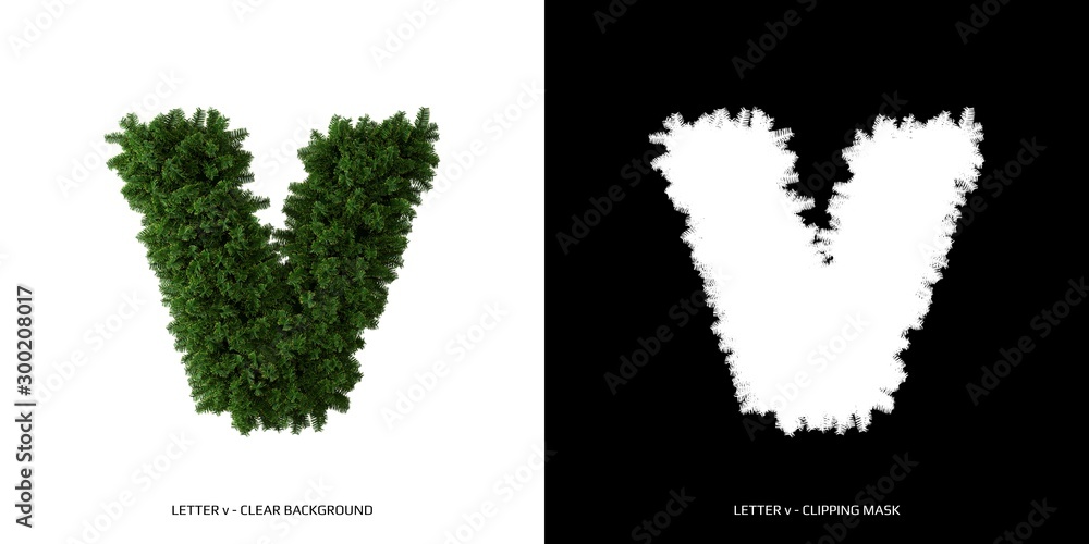 Letter v lowercase of leaves. Alphabet plants. Stock Illustration ...
