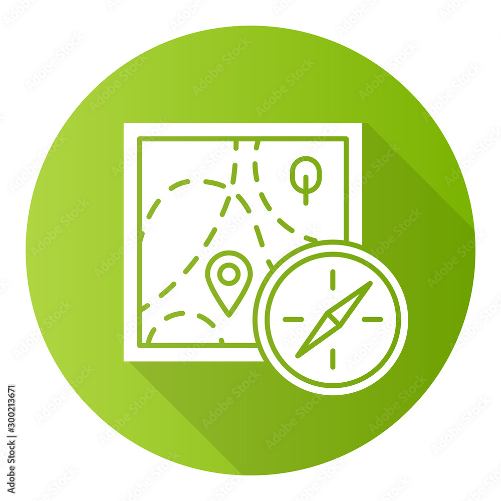 Foot orienteering green flat design long shadow glyph icon ...