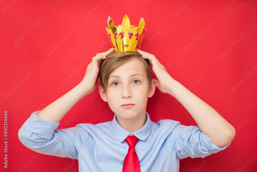 Emotional education and childhood concepts with an adorable teenage boy ...
