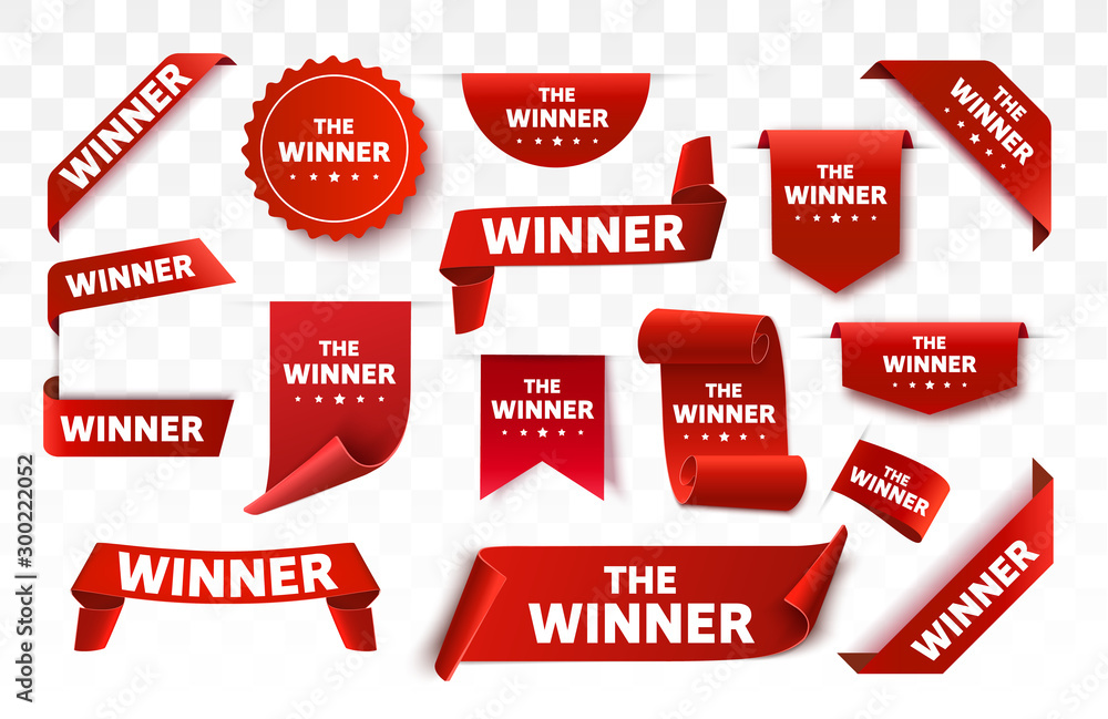 Winner tags isolated. Red banners Stock Vector | Adobe Stock