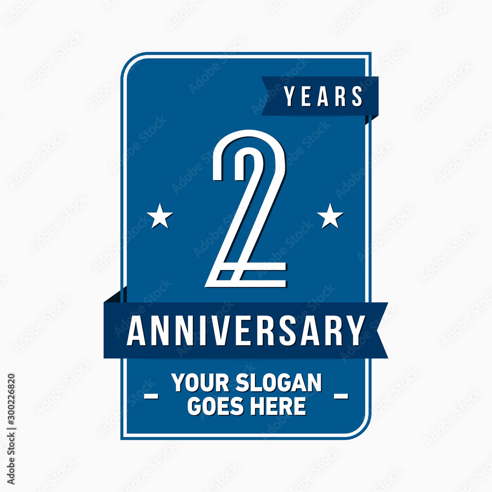 2 years anniversary design template. Two years celebration logo. Vector ...