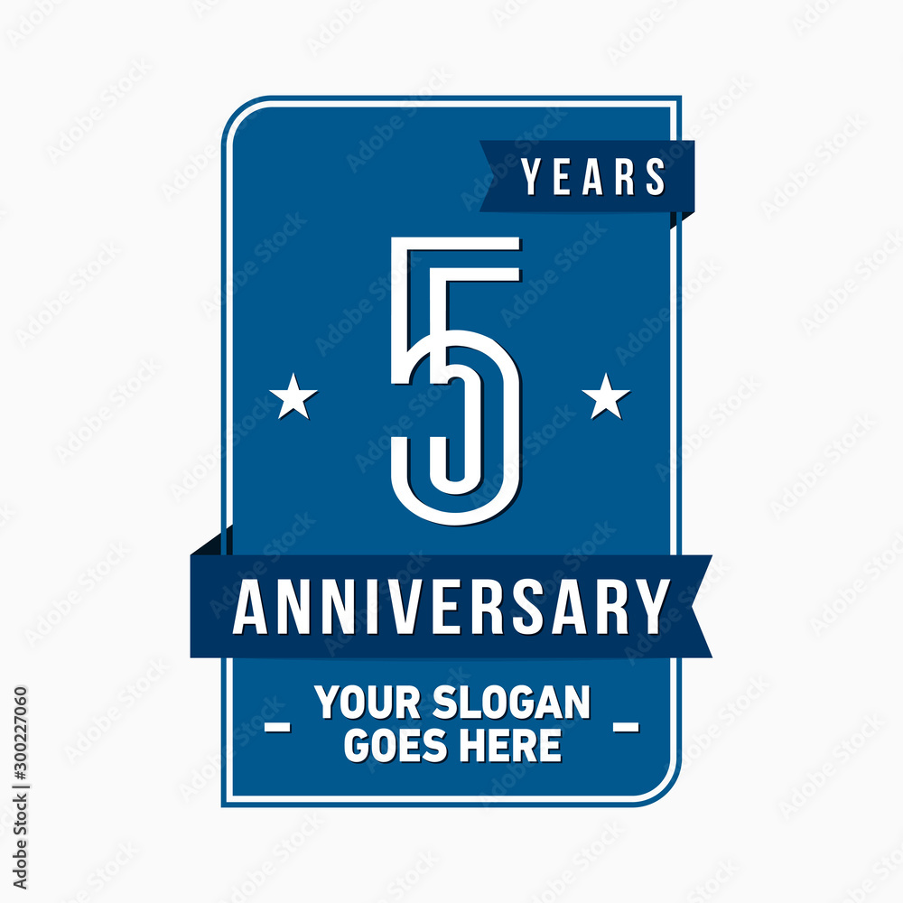 5 years anniversary design template. Five years celebration logo ...