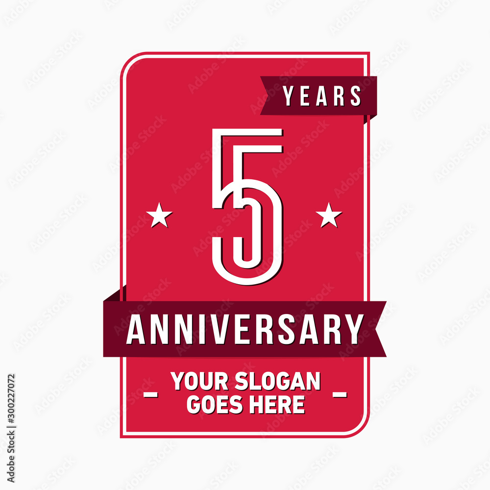 5 years anniversary design template. Five years celebration logo ...