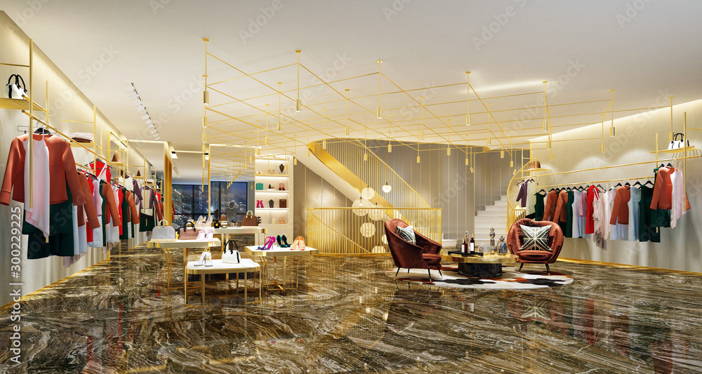 3d render of fashion store Stock Illustration | Adobe Stock