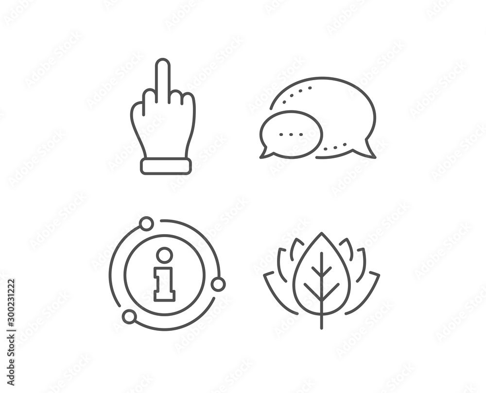 Middle finger hand line icon. Chat bubble, info sign elements. Palm ...