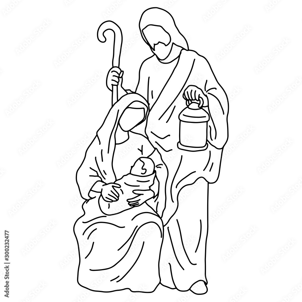 Mary And Joseph Clipart Black And White