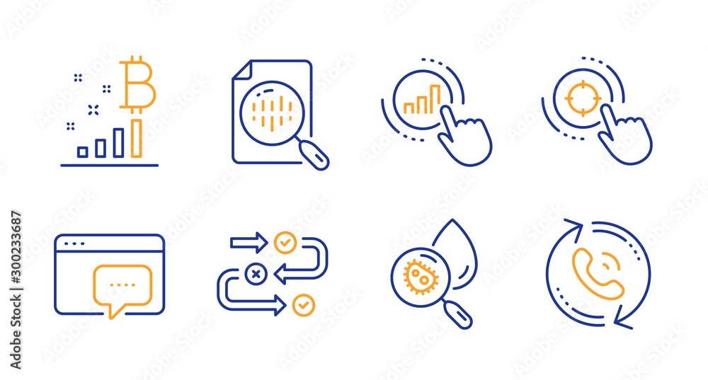 Analytics chart, Survey progress and Seo message line icons set. Seo ...